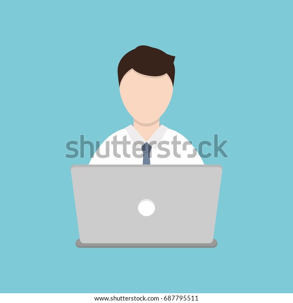 Man Laptop Vector Illustration Stock Vector (Royalty Free) 687795511 ...