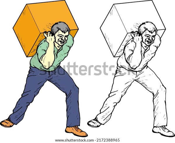 Man Lift Heavy Load On His: เวกเตอร์สต็อก (ปลอดค่าลิขสิทธิ์) 2172388965 ...