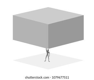 Man Lifting Big Cube Stock Vector (Royalty Free) 1079677511 | Shutterstock