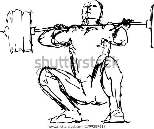 Man Lifting Weight Hand Drawn Doodle Stock Vector (Royalty Free ...