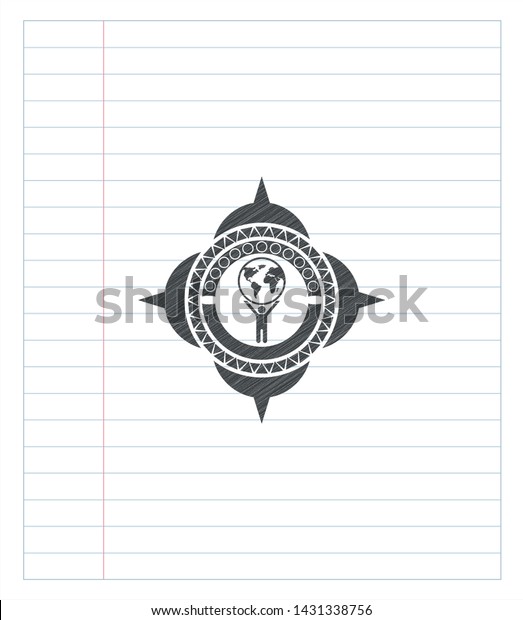 Man Lifting World Icon Emblem Draw Stock Vector (Royalty Free ...