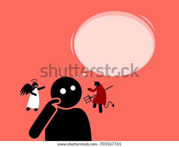 Man Listening Angel Devil That Whispering Stock Vector (Royalty Free ...