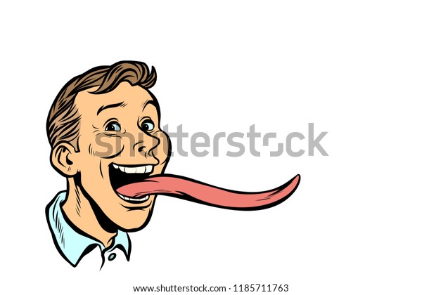 Man Long Tongue Comic Cartoon Pop Stock Vector Royalty Free 1185711763