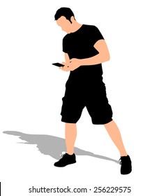 Man Looking His Cellphone Vector Stock Vector (Royalty Free) 324605984