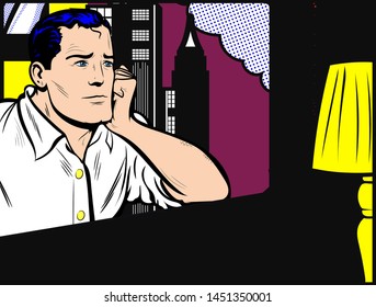 Man Looking Out On Window Inside Stock Vector (Royalty Free) 1451350001 ...