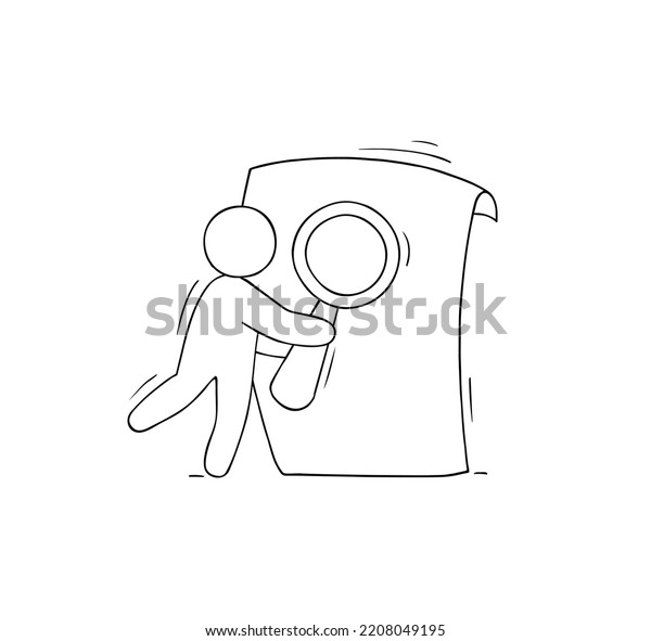 Man Looks Paper Document Through Magnifying Stock Vector (Royalty Free ...