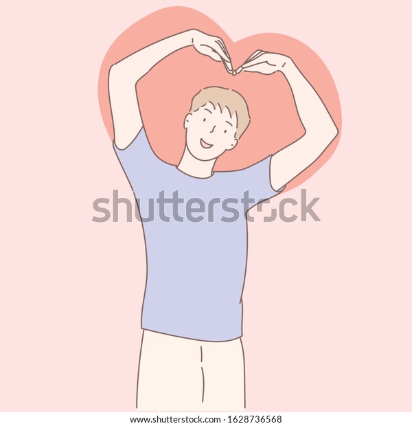Man Making Heart Symbol On His: เวกเตอร์สต็อก (ปลอดค่าลิขสิทธิ์ ...