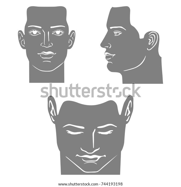 Man Mask Head Set Front Side Stock Vector (Royalty Free) 744193198 ...
