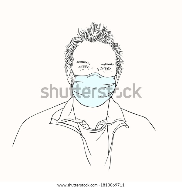 Man Medical Face Mask Hand Drawn Stock Vector (Royalty Free) 1810069711 ...