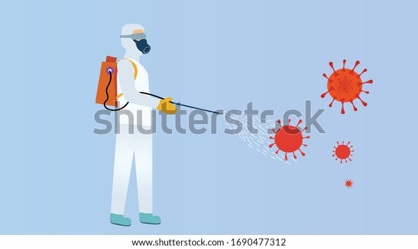 Man Medicine Backpack Spraying Viruses Designed Stock Vector (Royalty ...