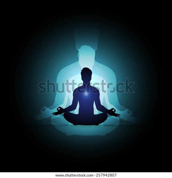Man Meditate Abstract Dark Blue Black Stock Vector (Royalty Free ...