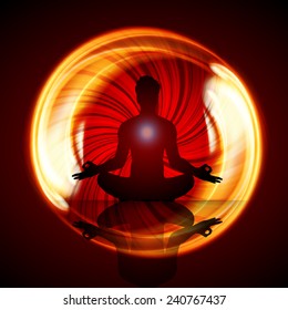 Man Meditate Abstract Red Radius Background Stock Vector (Royalty Free ...