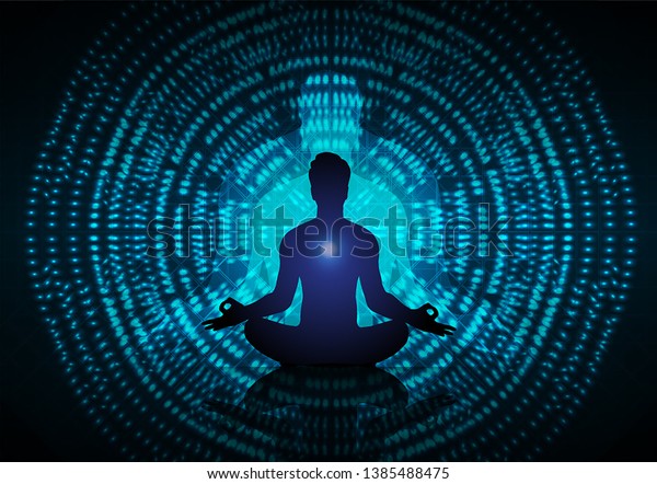 Man Meditate Dark Black Abstract Background Stock Vector (Royalty Free ...
