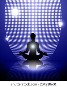 Man Meditate Dark Blue Light Abstract Stock Vector (Royalty Free ...