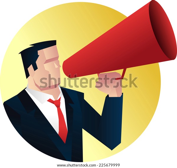 Man Megaphone Giving Announcement Stock Vector (Royalty Free) 225679999 ...
