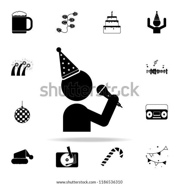 Man Microphone Party Hat Icon Party Stock Vector (Royalty Free ...
