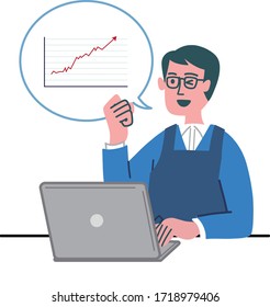 Man Middle Age Laptop Computer Chart Stock Vector (Royalty Free ...