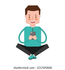 Man Mobile Sitting Character Stock Vector (Royalty Free) 1217692828 ...