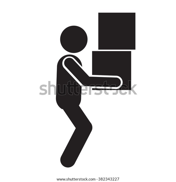 Man Moving Box Pictogram Icon Illustration: เวกเตอร์สต็อก (ปลอดค่า ...