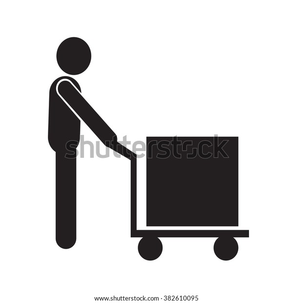Man Moving Box Pictogram Icon Illustration Stock Vector (Royalty Free ...