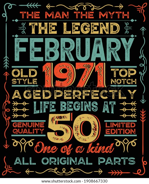 Man Myth Legend 50th Birthday 1971 Stock Vector (Royalty Free ...