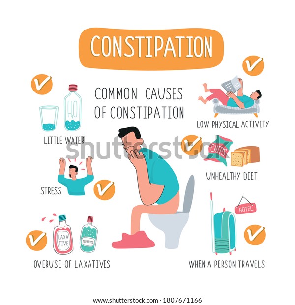 Man On Toilet Causes Constipation Humans Stock Vector (Royalty Free ...
