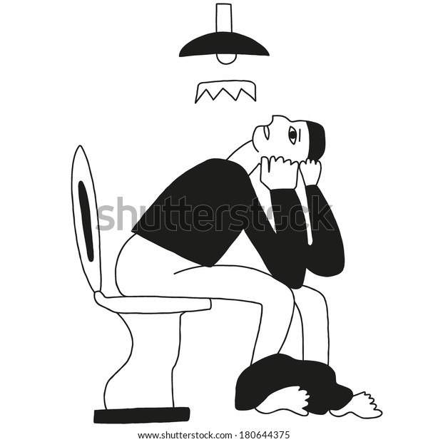 Man On Toilet Vector Cartoon Stock Vector (Royalty Free) 180644375 ...