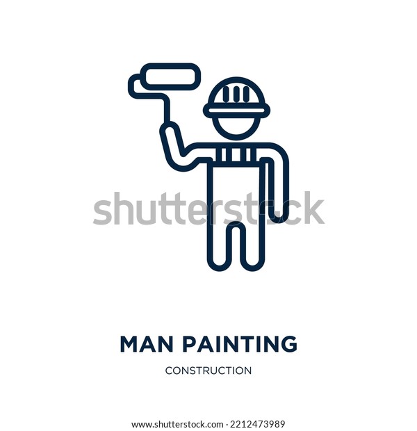 Man Painting Icon Construction Collection Thin Stock Vector (Royalty ...