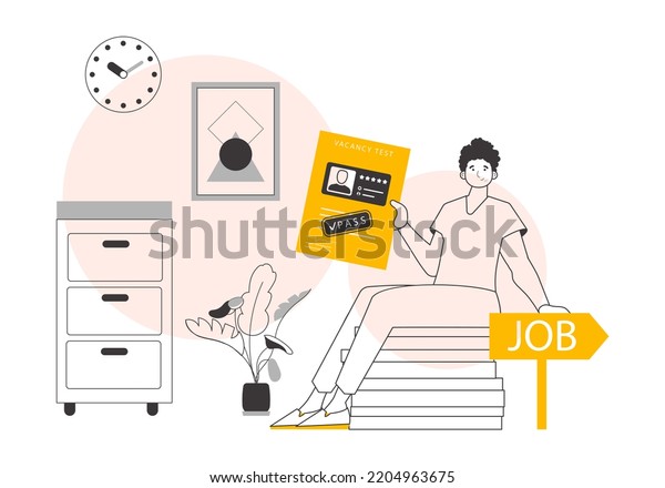 Man Passed Job Test Lineart Minimalistic Stock Vector (Royalty Free ...