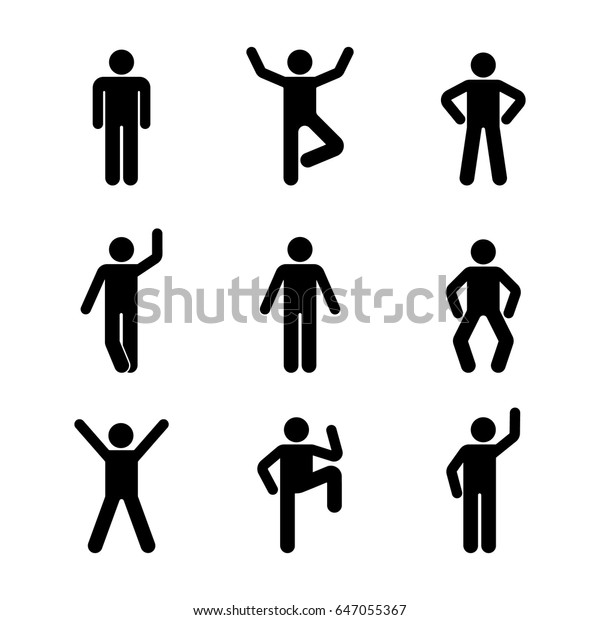 Muchas personas en diferentes posiciones. Figura: vector de stock ...