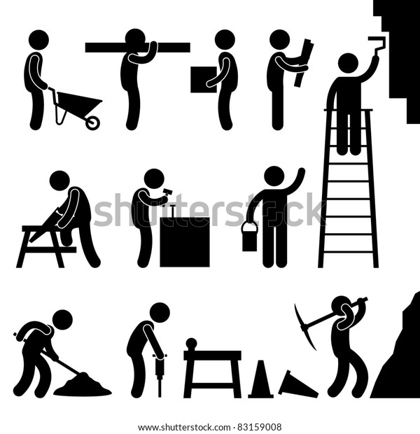 Hombre Trabajando Construcción Llevando La Industria De La Construcción ...