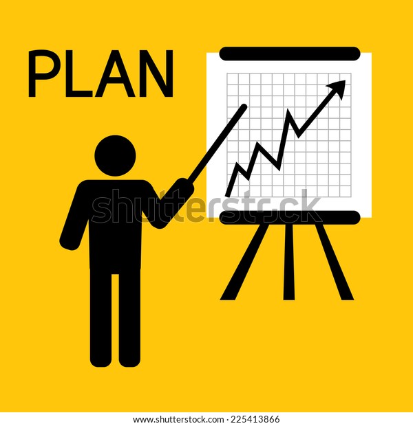 Man Plan Business On Yellow Background Stock Vector (Royalty Free ...