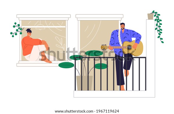 Man Playing Musical Instruments Guitar On Stock Vector (Royalty Free ...