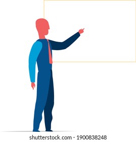 Man Pointing Blank Whiteboard Stock Vector (Royalty Free) 1900838248 ...