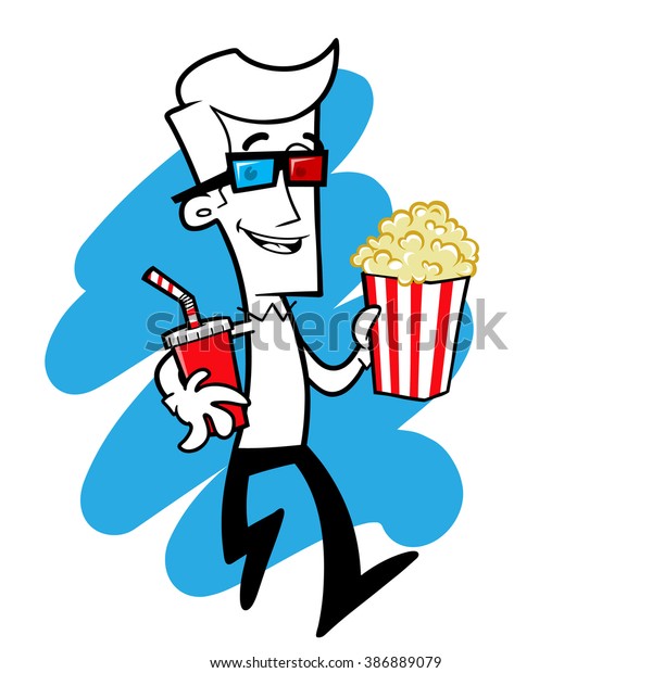 Man Popcorn Soda He Will Go Stock Vector (Royalty Free) 386889079