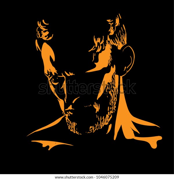 Man Portrait Silhouette Backlight Vector Illustration Stock Vector ...