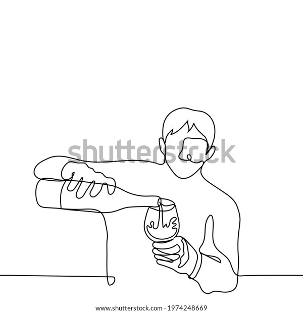 Man Pours Drink Bottle Into Wine Stock Vector (Royalty Free) 1974248669