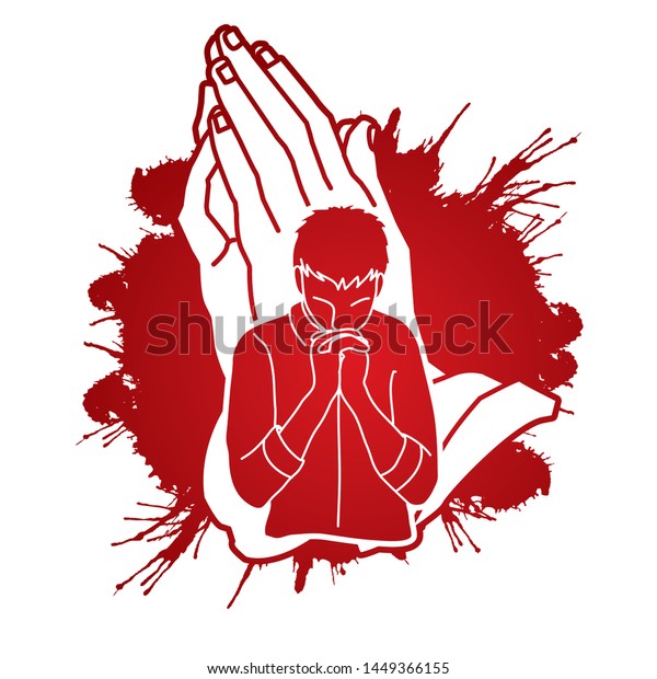Man Prayer Cartoon Graphic Vector Stock Vector (Royalty Free) 1449366155