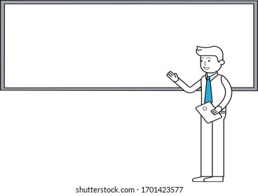 Man Presenting Blank Board Stock Vector (Royalty Free) 1701423577 ...