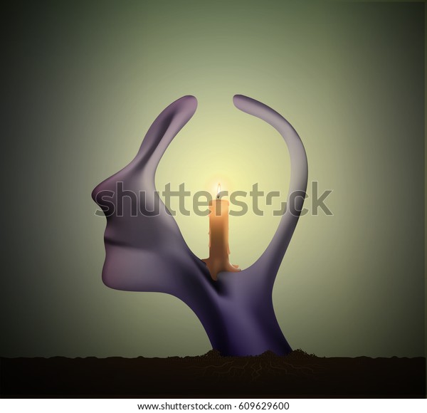 Man Profile Head Candle Inside Emotions Stock Vector (Royalty Free ...