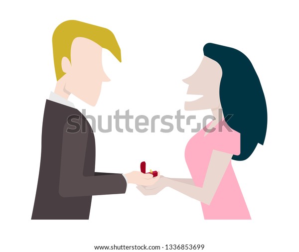 Man Proposing Woman Engagement Ring Flat: เวกเตอร์สต็อก (ปลอดค่า ...