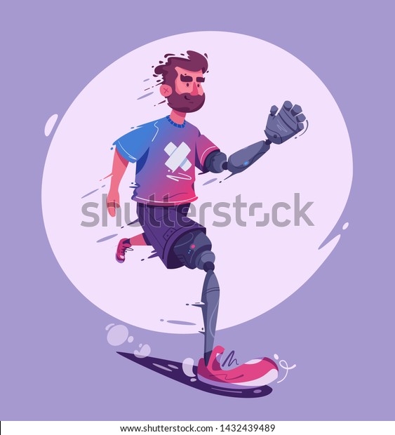 Man Prosthesis Running Sport Concept Cartoon Stock Vector (Royalty Free ...