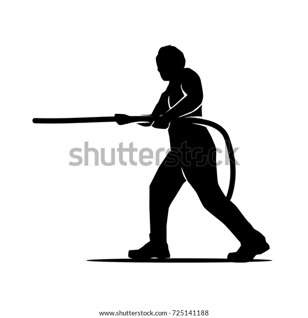 Man Pull Rope Silhouette Silhouette Design Stock Vector (Royalty Free ...