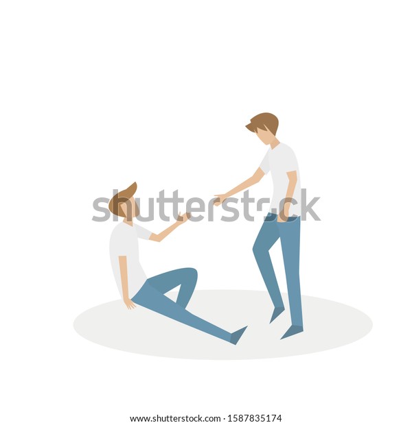 Man Pulling His Friend Handhe Try Stock Vector (Royalty Free) 1587835174