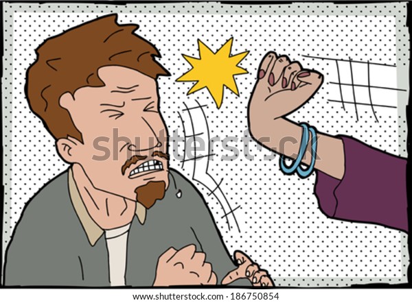 Man Punched Face By Arm Woman Stock Vector (Royalty Free) 186750854 ...