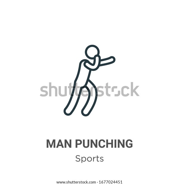 Man Punching Outline Vector Icon Thin Stock Vector (Royalty Free ...