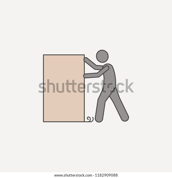 Man Pushes Box 2 Colored Line Stock Vector (Royalty Free) 1182909088 ...