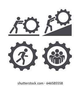 Man Pushes Gear Running Inside Wheel Stock Vector (Royalty Free ...