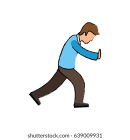 Man Pushing Cartoon: เวกเตอร์สต็อก (ปลอดค่าลิขสิทธิ์) 639009931 ...