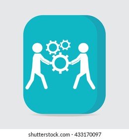 Man Pushing Cog Wheel Icon Worker Stock Vector (Royalty Free) 433170097 ...